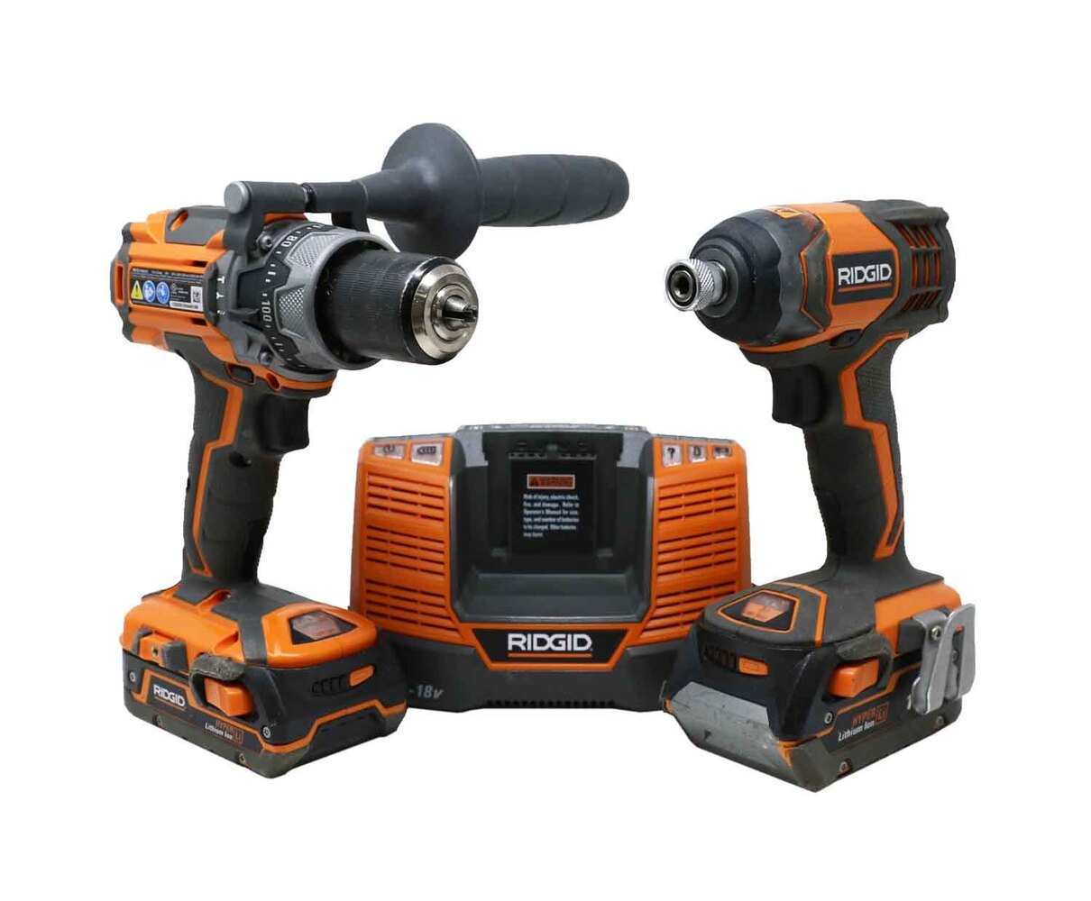 RIDGID 18 VOLT BRUSHLESS SUB COMPACT CORDLESS DRILL/DRIVER AND IMPACT ...