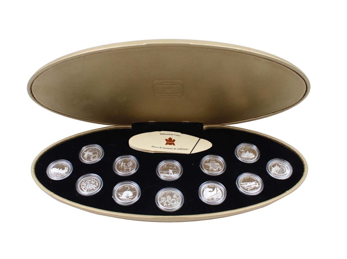 1999 CANADIAN 25 CENT MILLENNIUM QUARTER 12 COIN SILVER PROOF SET ...
