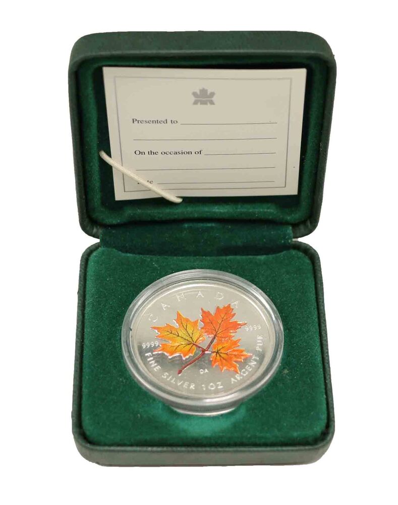5 DOLLAR COLOURED MAPLE LEAF AUTUMN 1 OZ PURE SILVER COIN 2001 | Golden ...
